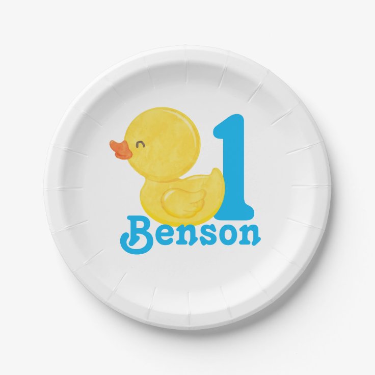 Rubber Duck Personalized Birthday Paper Plates | Zazzle