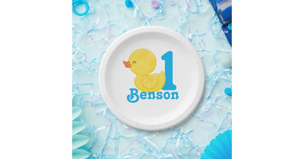 Rubber Duck Personalized Birthday Paper Plates | Zazzle