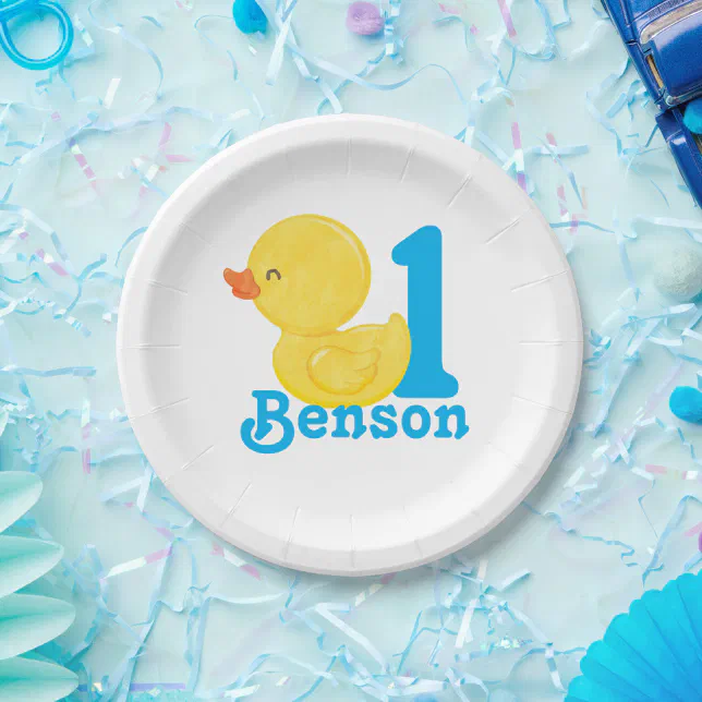 Rubber Duck Personalized Birthday Paper Plates | Zazzle