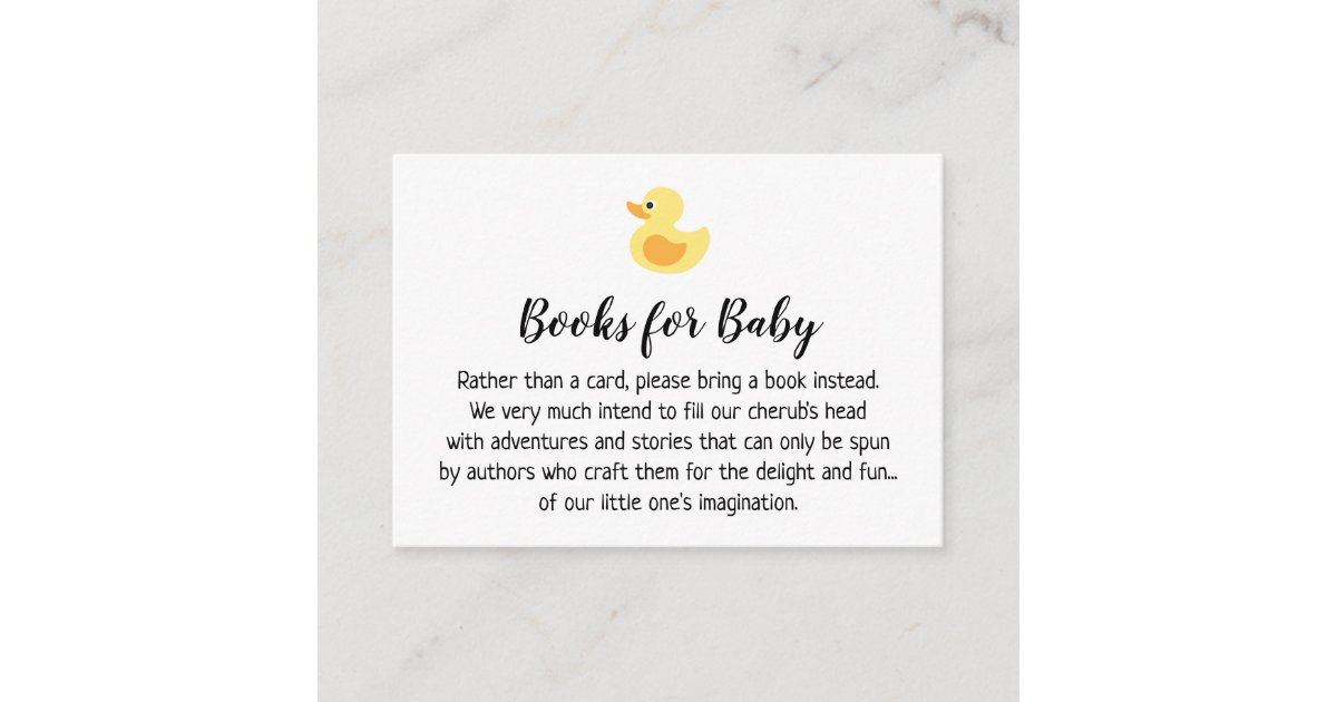 Rubber Duck Simple Book Request Insert Cards | Zazzle