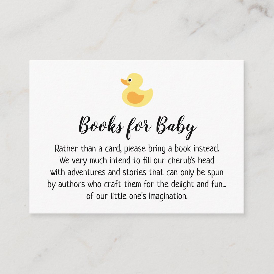 Rubber Duck Simple Book Request Insert Cards | Zazzle
