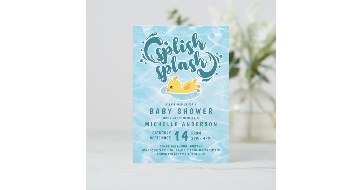 Rubber Duck Splish Splash Baby Shower Invitation | Zazzle.com
