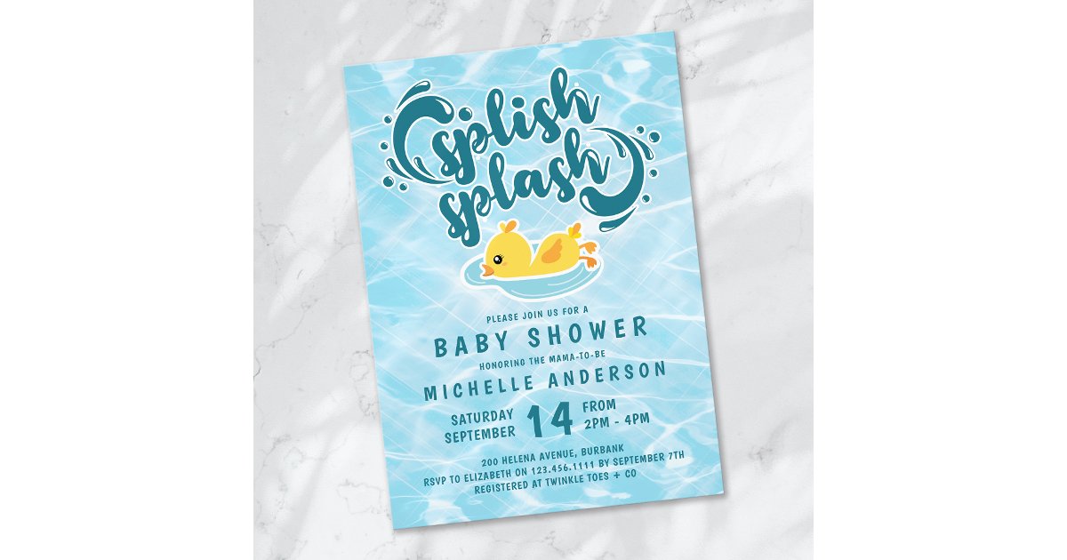 Rubber Duck Splish Splash Baby Shower Invitation | Zazzle