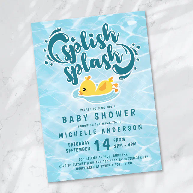 Rubber Duck Splish Splash Baby Shower Invitation | Zazzle