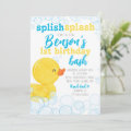 Rubber Duck Splish Splash Birthday Invitation | Zazzle