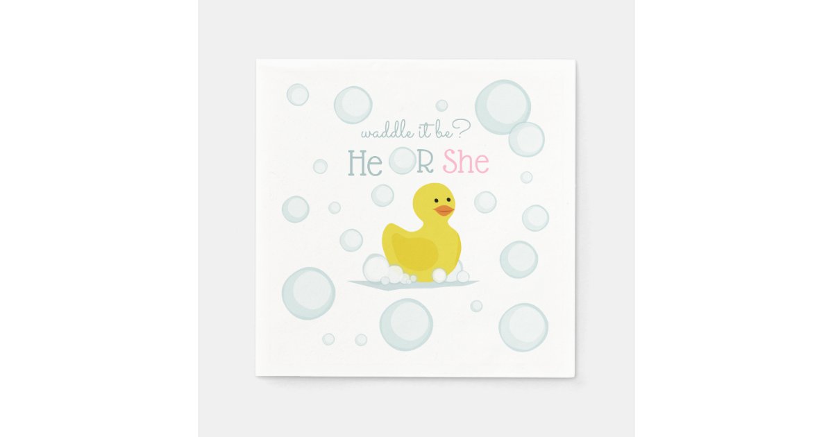Rubber Duck Waddle It Be Gender Reveal Napkins Zazzle