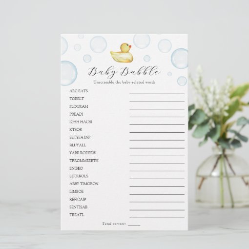 Rubber Duck Word Search and Scramble Double Game | Zazzle