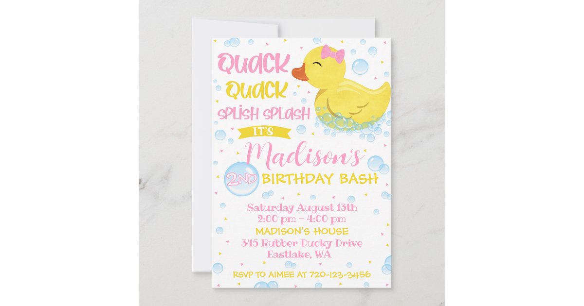 Rubber Duckie Birthday Invitation, Rubber Ducky Invitation | Zazzle