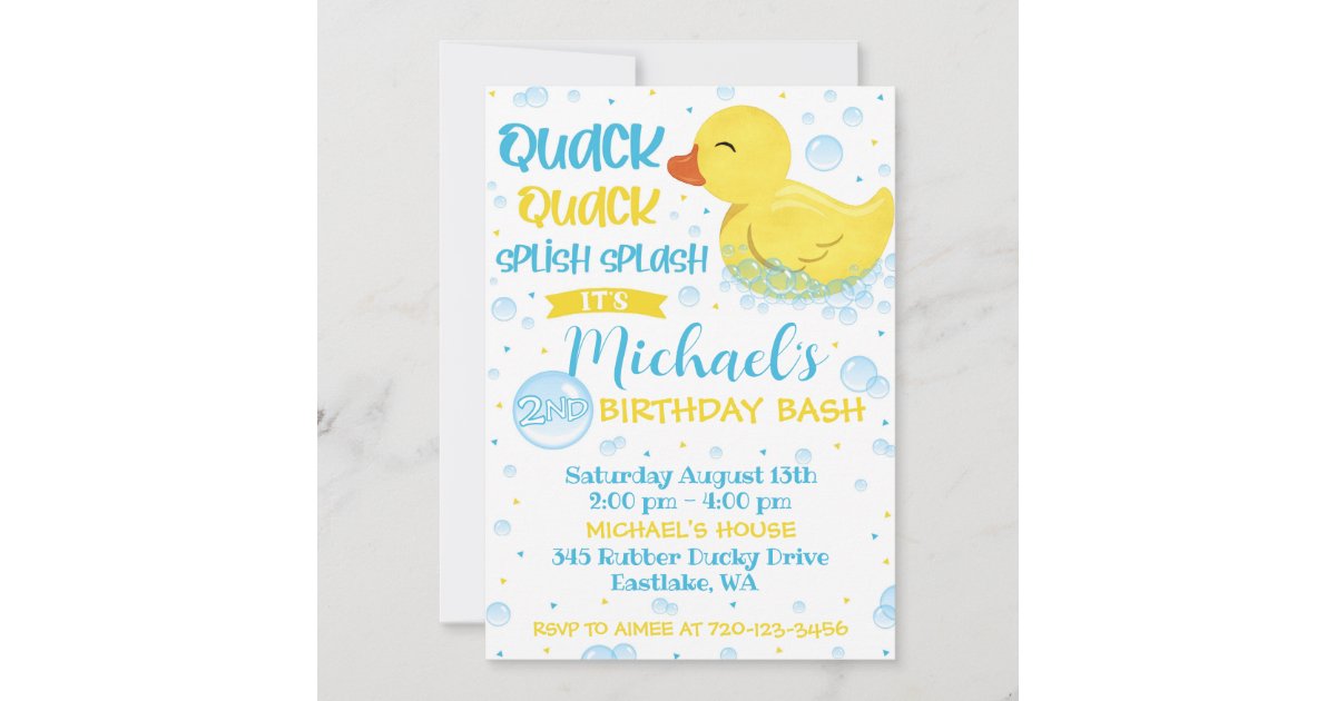 Rubber Duckie Birthday Invitation, Rubber Ducky Invitation | Zazzle