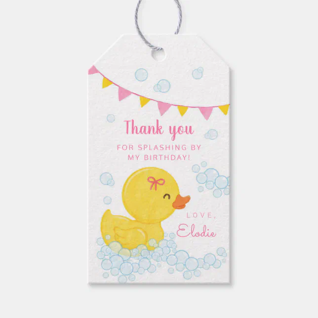 Rubber Duckie Girl birthday Party Favor Tag | Zazzle