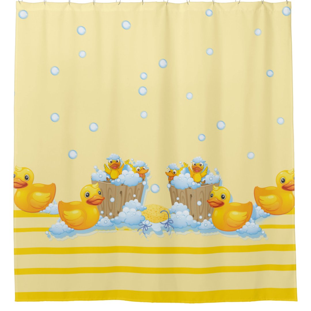 Rubber Duckie With Bubbles Shower Curtain Zazzle