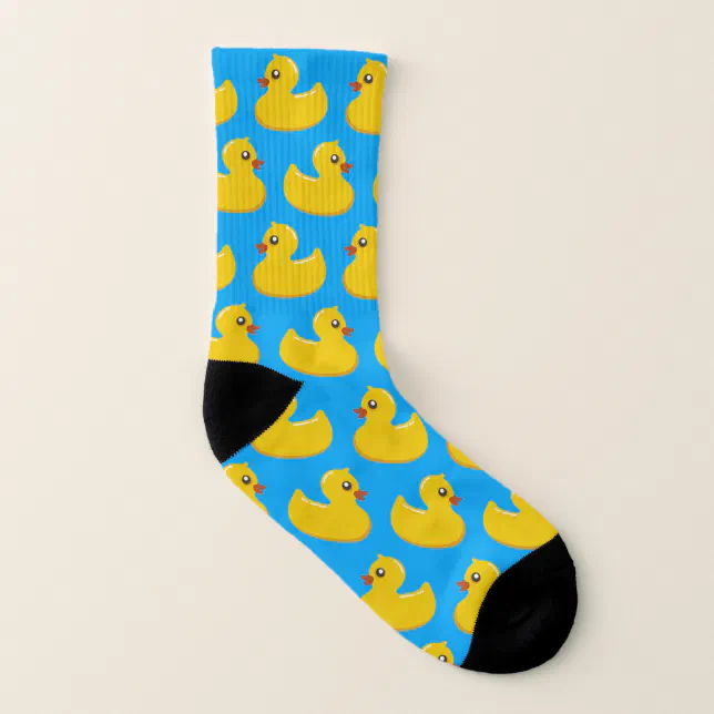 Rubber Duckies Pattern Yellow and Blue Happy Socks | Zazzle