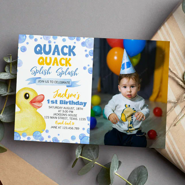 Rubber Ducky Birthday Invitation | Zazzle