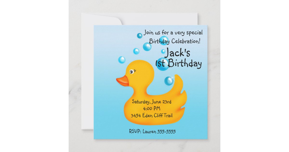 Rubber Ducky Birthday Invitations | Zazzle