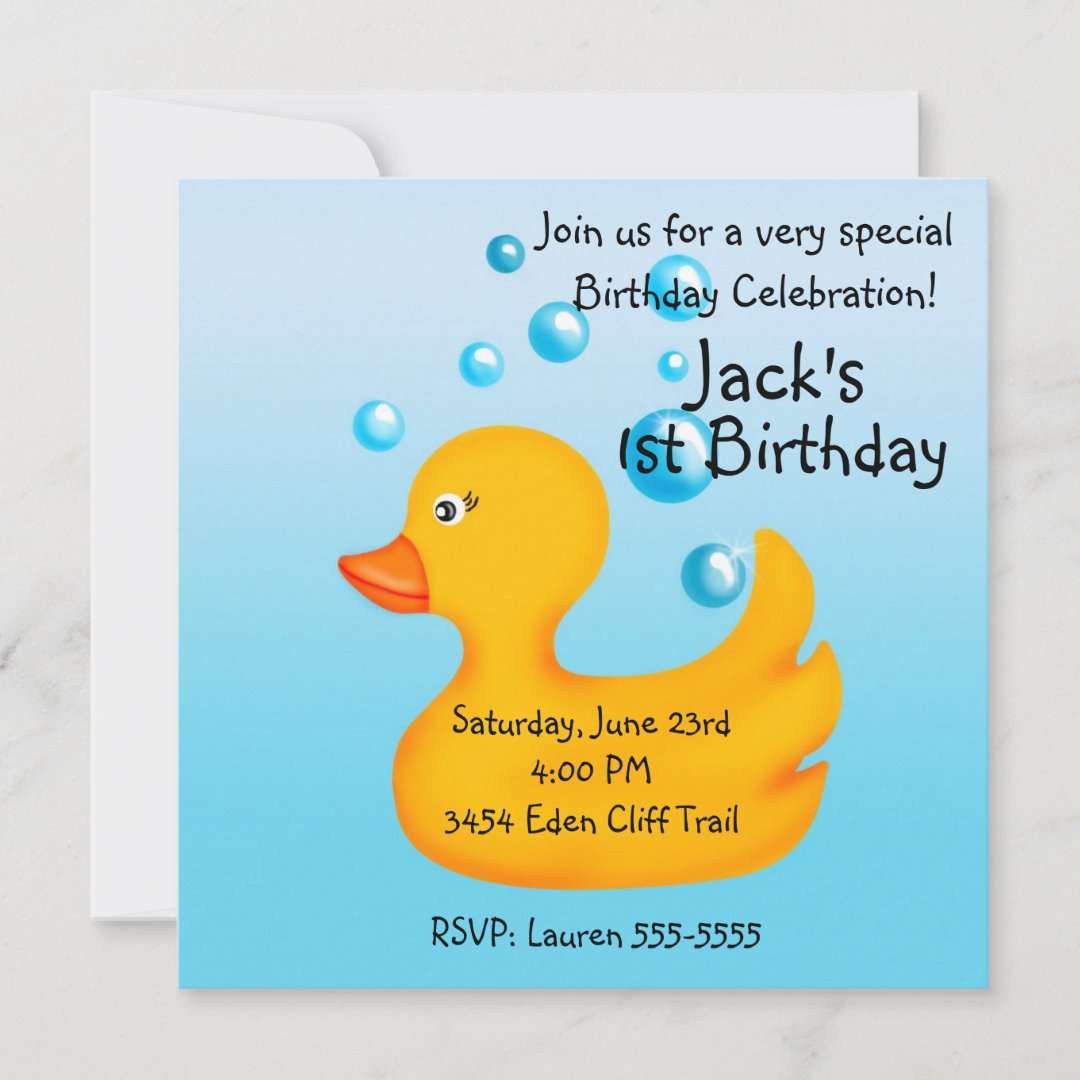 Rubber Ducky Birthday Invitations | Zazzle