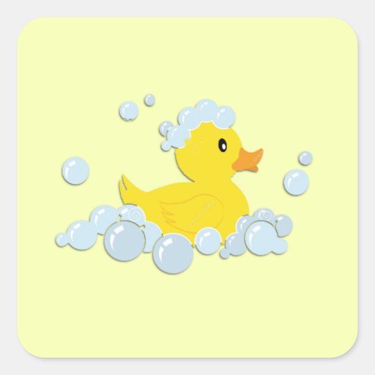 Rubber Ducky in Bubbles Square Sticker | Zazzle.com