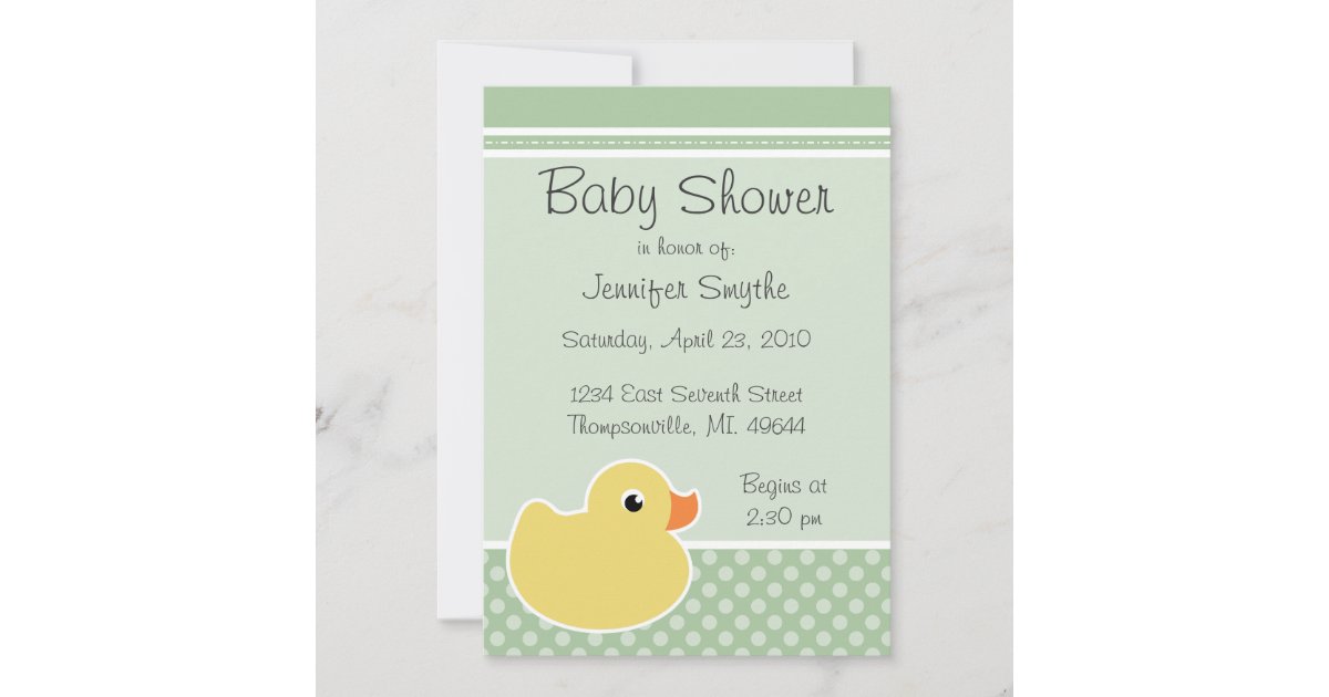 Rubber Ducky Mint Baby Shower Invitations | Zazzle