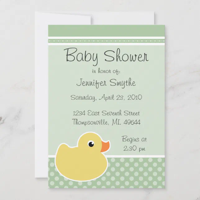 Rubber Ducky Mint Baby Shower Invitations | Zazzle
