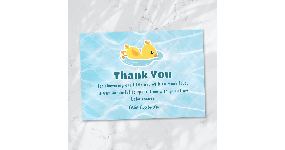 Rubber Ducky Splish Splash Baby Shower Thank You Card | Zazzle