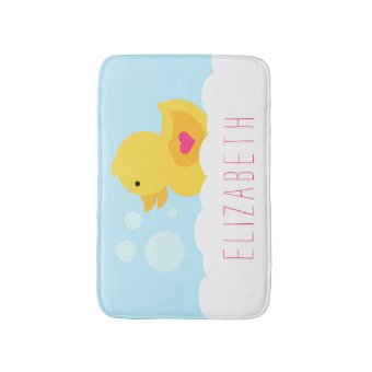Rubber Ducky With Pink Heart Bath Mat | Zazzle