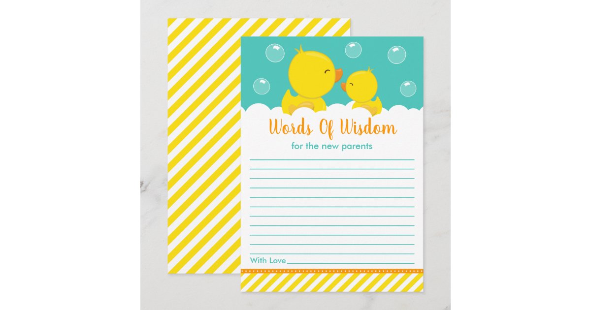 Rubber Ducky Yellow and Green Words of Wisdom Invitation | Zazzle