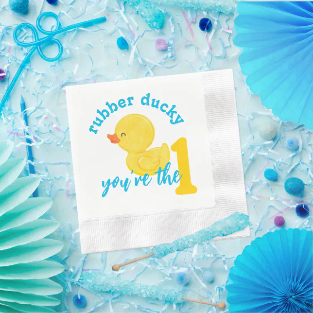Rubber Ducky You're the One First Birthday Napkins | Zazzle