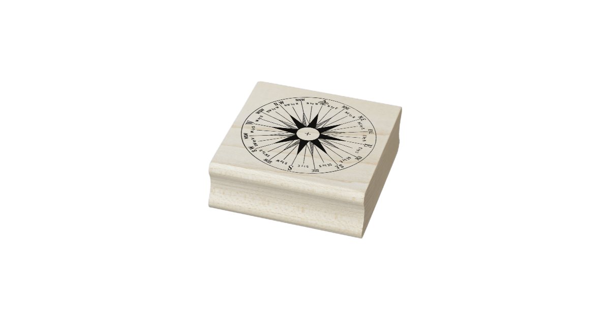 Rubber stamp with vintage Compass | Zazzle