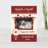 Ruby 40th anniversary add photo names red card | Zazzle
