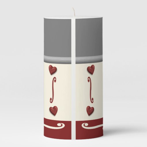 Ruby 40th anniversary grey cream add photo pillar candle | Zazzle