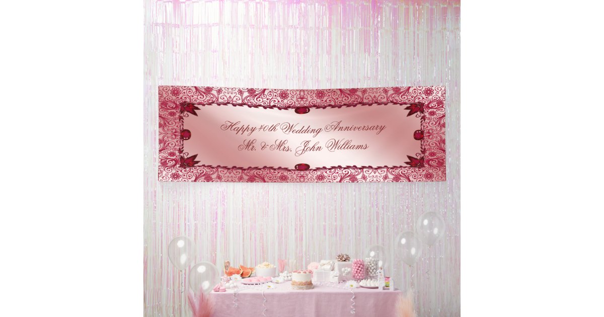 Ruby 40th Wedding Anniversary Banner | Zazzle