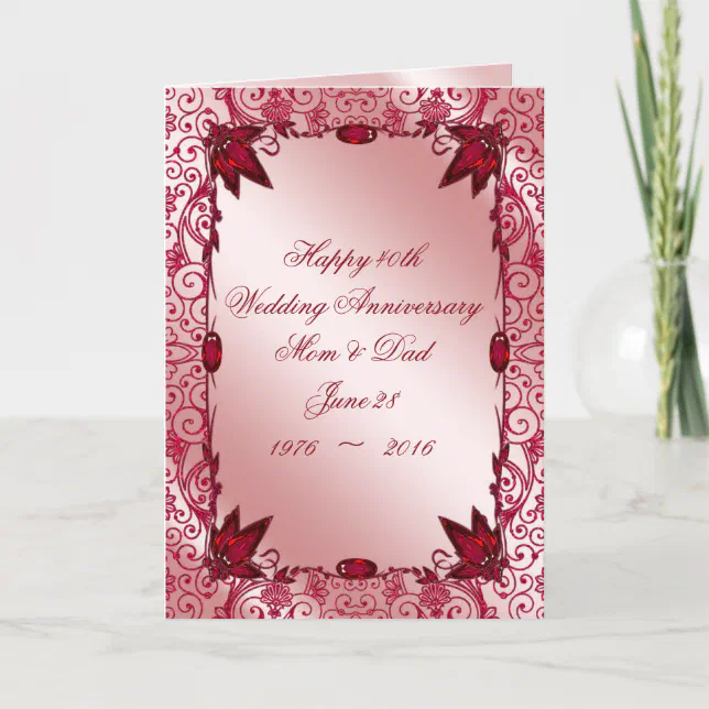 Ruby 40th Wedding Anniversary Greeting Card | Zazzle Ruby 40th Wedding Anniversary Greeting Card | Zazzle