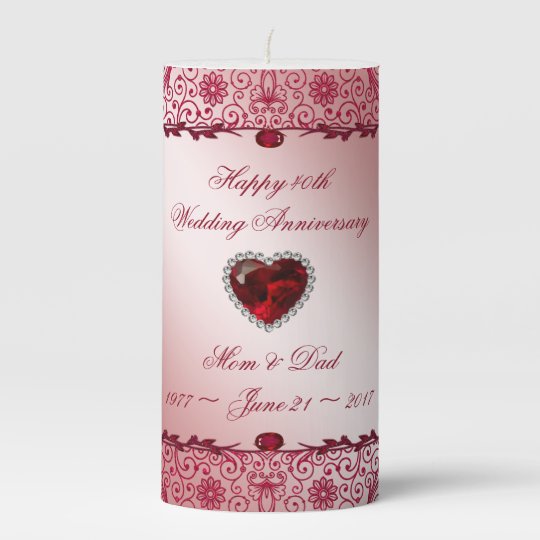 Ruby 40th Wedding Anniversary Pillar Candle | Zazzle.com