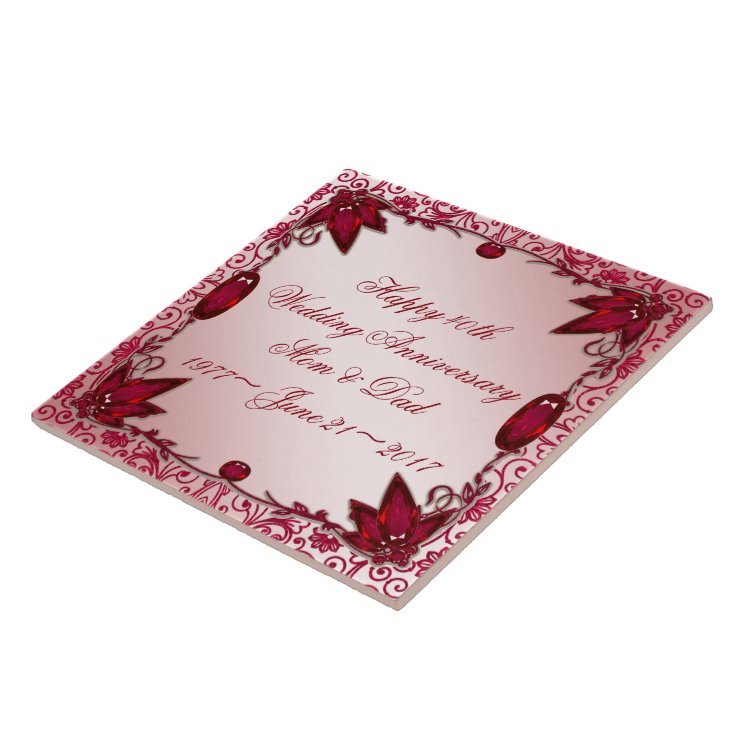 Ruby 40th Wedding Anniversary Tile | Zazzle
