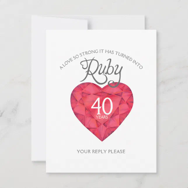 Ruby 40th Wedding Anniversary watercolor painting RSVP Card | Zazzle