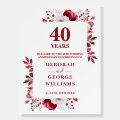 Ruby 40th Wedding Anniversary Welcome Sign | Zazzle
