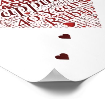 Ruby 40th Wedding Anniversary Word Art Print | Zazzle