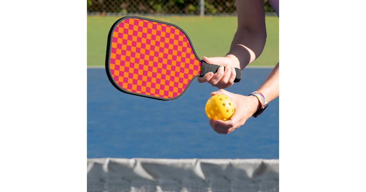Ruby and Orange Checkered Vintage Pickleball Paddle | Zazzle