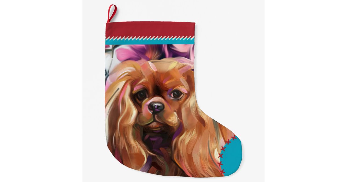 Ruby Cavalier Christmas Stocking red turquoise | Zazzle