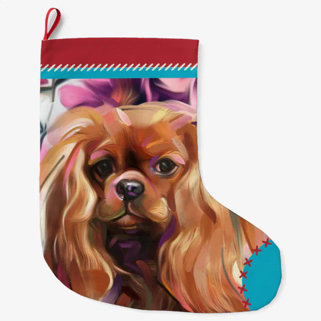 Ruby Cavalier Christmas Stocking red turquoise | Zazzle