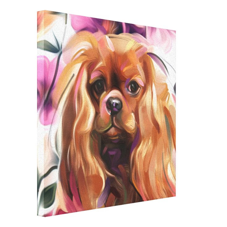 'Ruby' Cavalier dog art print on canvas | Zazzle