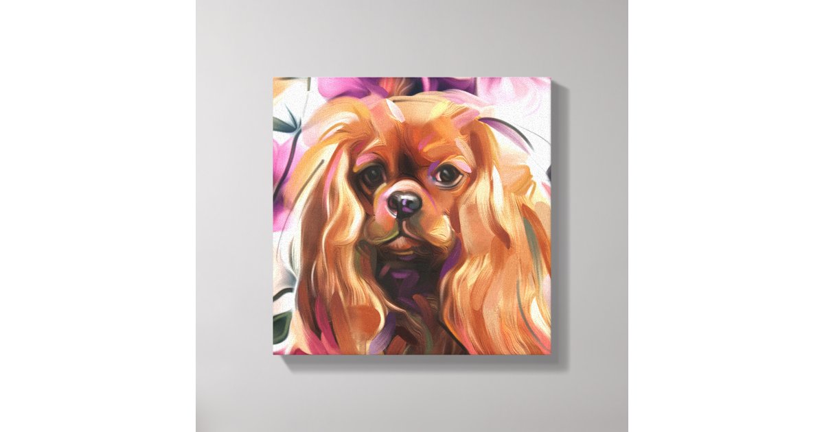 'Ruby' Cavalier dog art print on canvas | Zazzle
