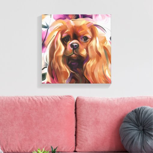 'Ruby' Cavalier dog art print on canvas | Zazzle