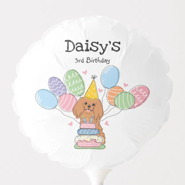 Ruby Cavalier King Charles Spaniel Birthday Party Balloon | Zazzle
