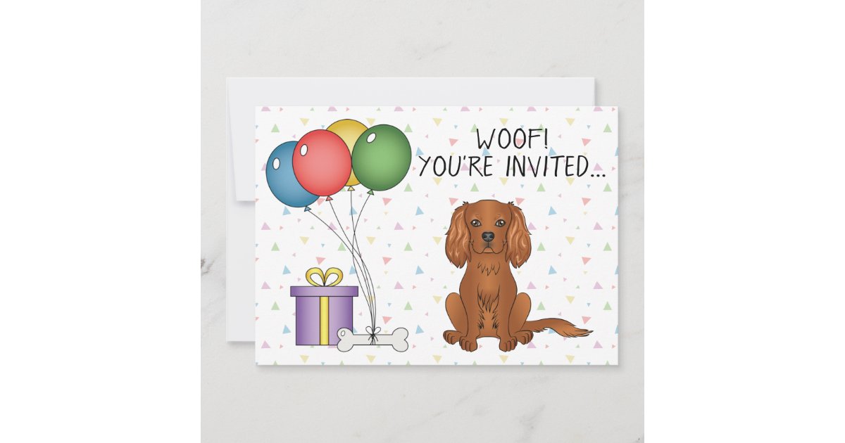 Ruby Cavalier King Charles Spaniel Dog - Birthday Invitation | Zazzle
