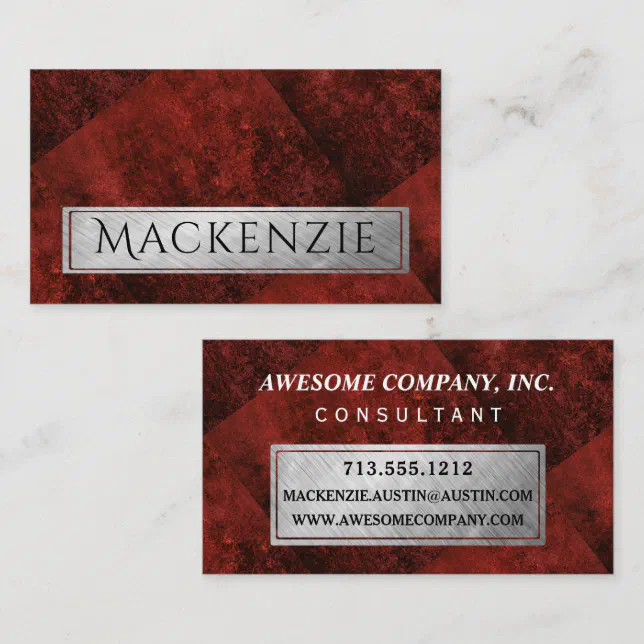 Ruby Crimson Red | Classic Grunge Professional Business Card | Zazzle
