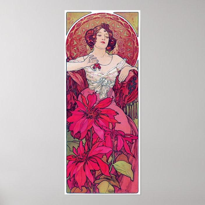 Ruby (Four Jewels), Alphonse Mucha Poster | Zazzle.com