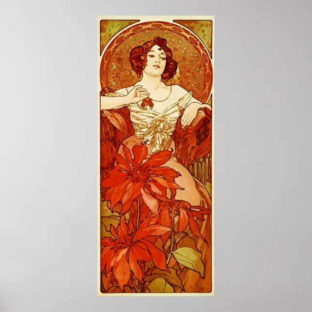 Ruby Illustration byAlphonse Mucha Poster | Zazzle