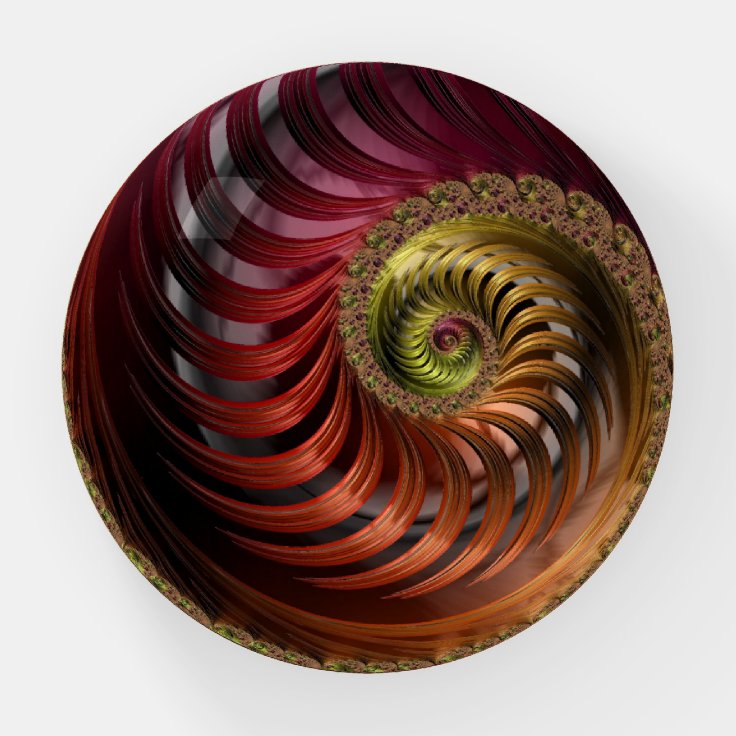 Ruby Jeweled Nautilus Snail Shell Fractal Art Paperweight | Zazzle