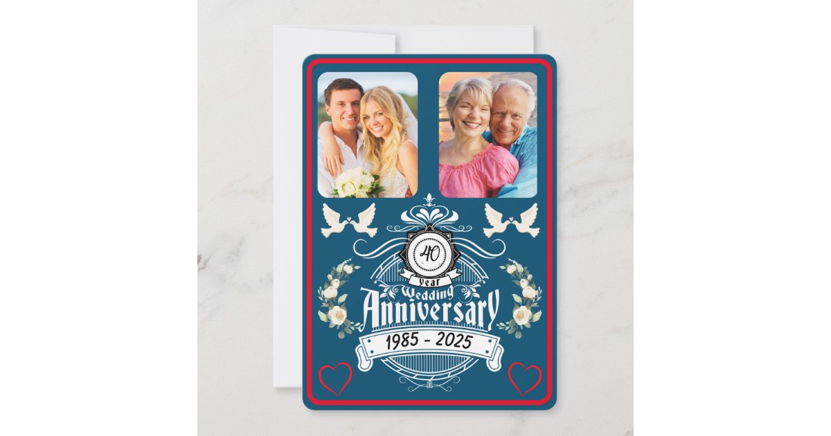 Ruby Jubilee 2 Photo 40th Anniversary Invitation | Zazzle