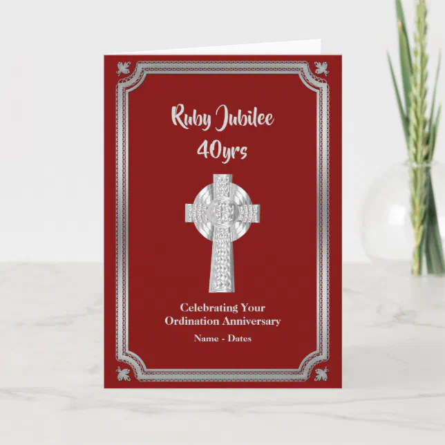 RUBY Jubilee Ordination Anniversary Priest 40th Card | Zazzle